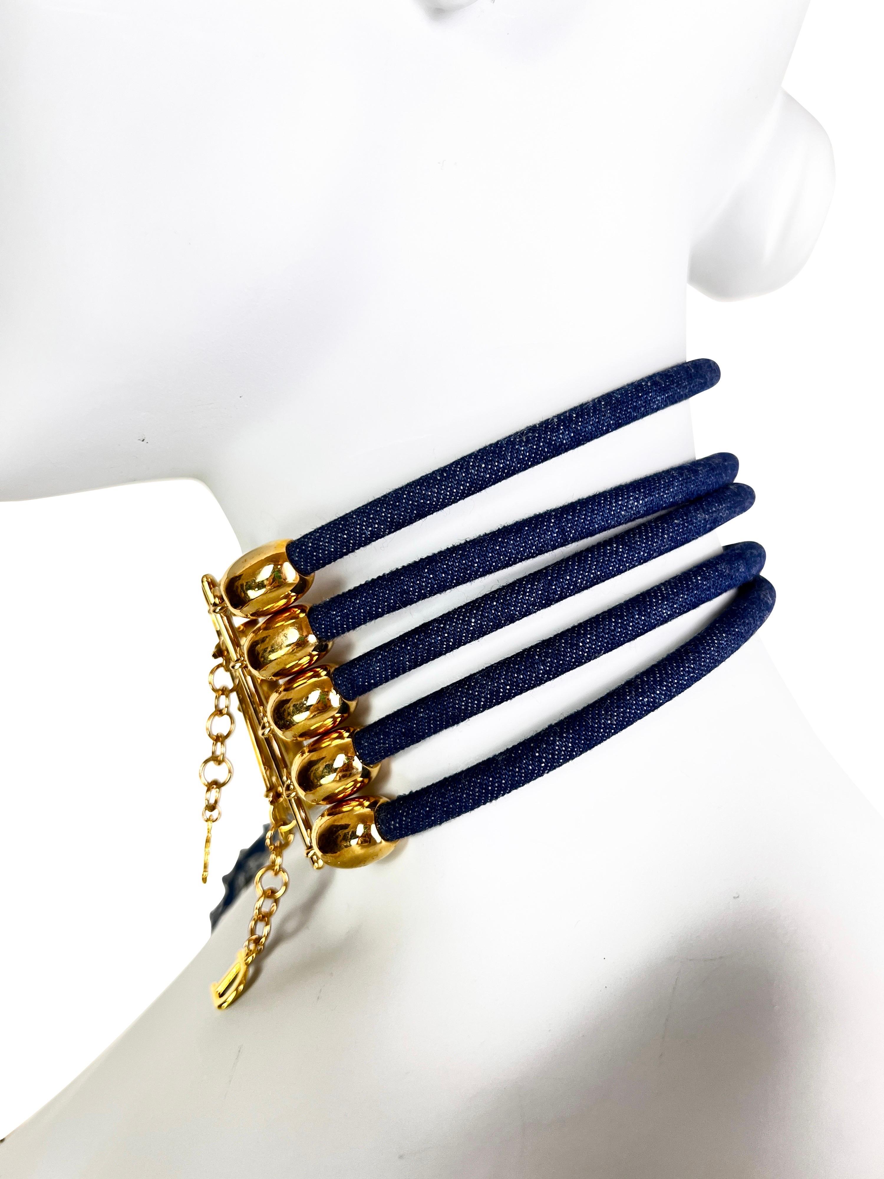 Dior by John Galliano Spring 2000 Denim Multistrand CD Choker For Sale at 1stDibs