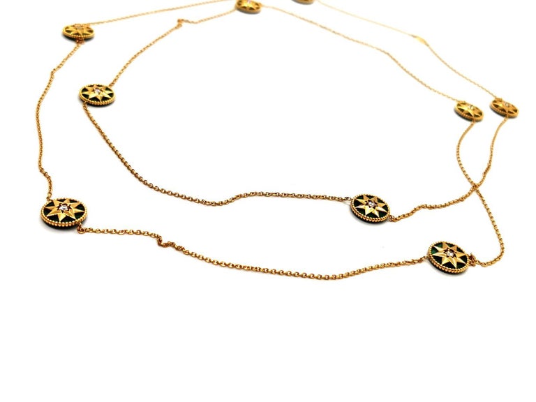 Dior Chain Necklace Rose Des Vents Yellow Gold Diamond For Sale at 1stDibs
