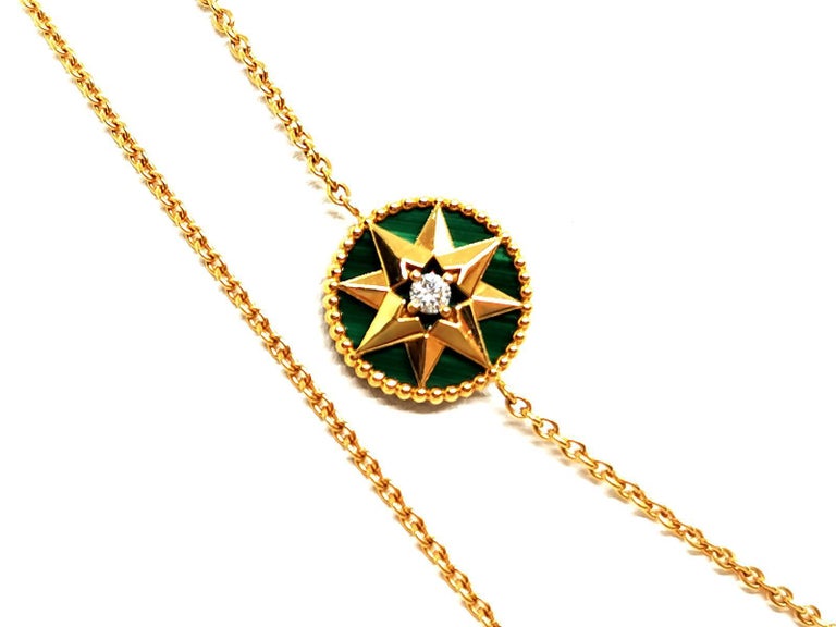 Dior Chain Necklace Rose Des Vents Yellow Gold Diamond For Sale at 1stDibs