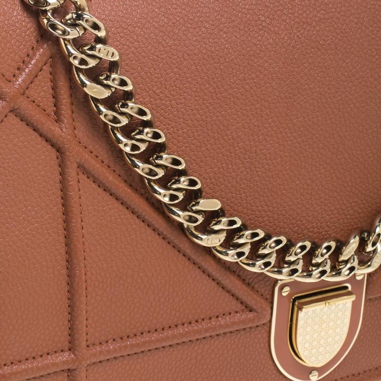 Dior Copper Brown Leather Medium Diorama Shoulder Bag For Sale at 1stDibs