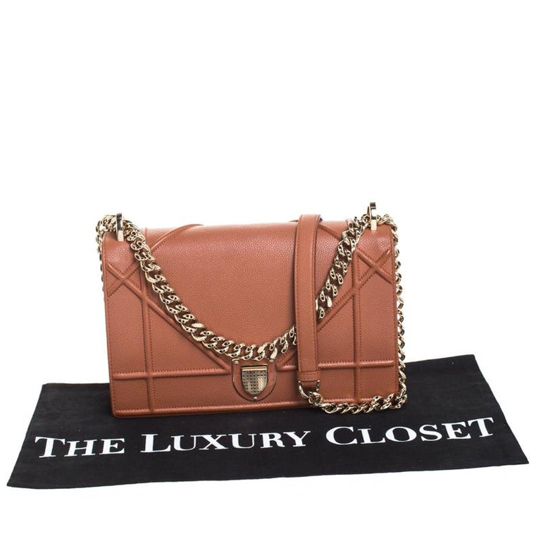 Dior Copper Brown Leather Medium Diorama Shoulder Bag For Sale at 1stDibs