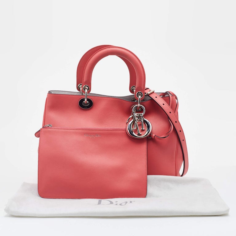 Dior Coral Pink Leather Medium Diorissimo Shopper Tote For Sale at 1stDibs