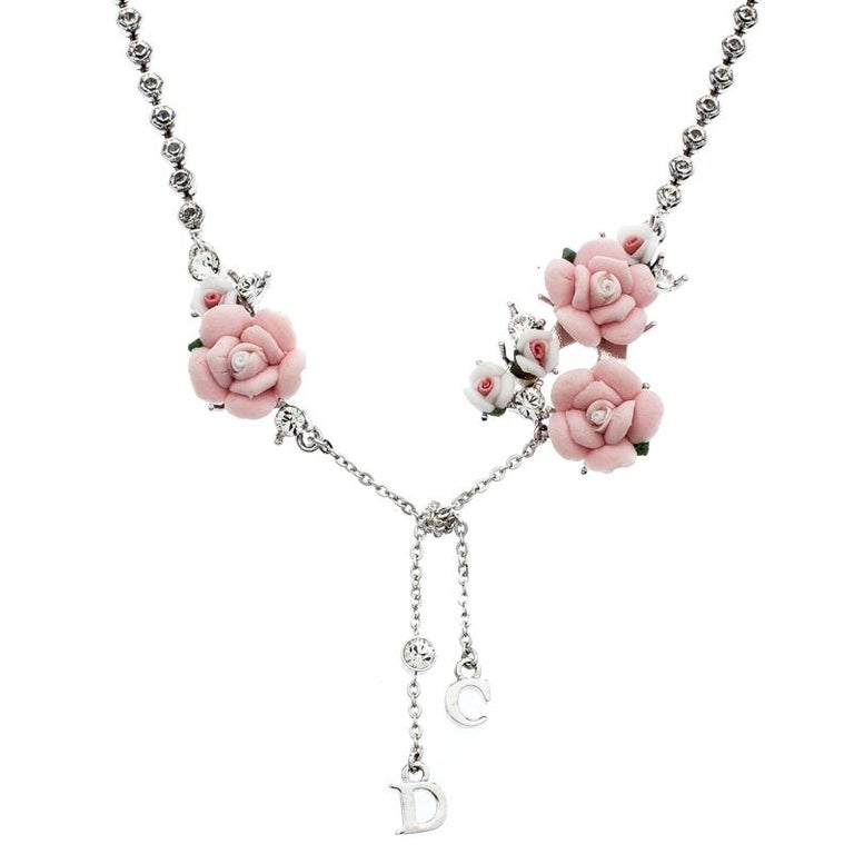 Dior Crystal Chain Rose Embedded Choker Necklace For Sale at 1stDibs ...