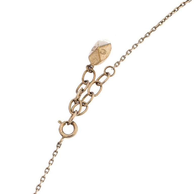 Dior Crystal Faux Pearl Lady Bug Gold Tone Pendant Necklace For Sale at ...