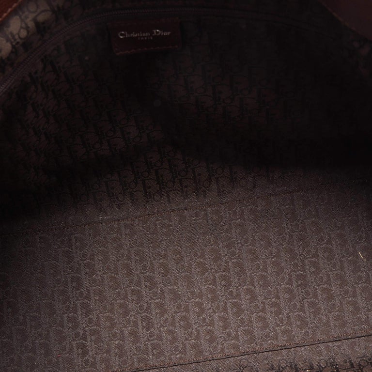 Dior Dark Brown Leather Romantique Flowers Tote For Sale at 1stDibs