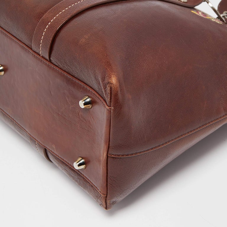 Dior Dark Brown Leather Romantique Flowers Tote For Sale at 1stDibs