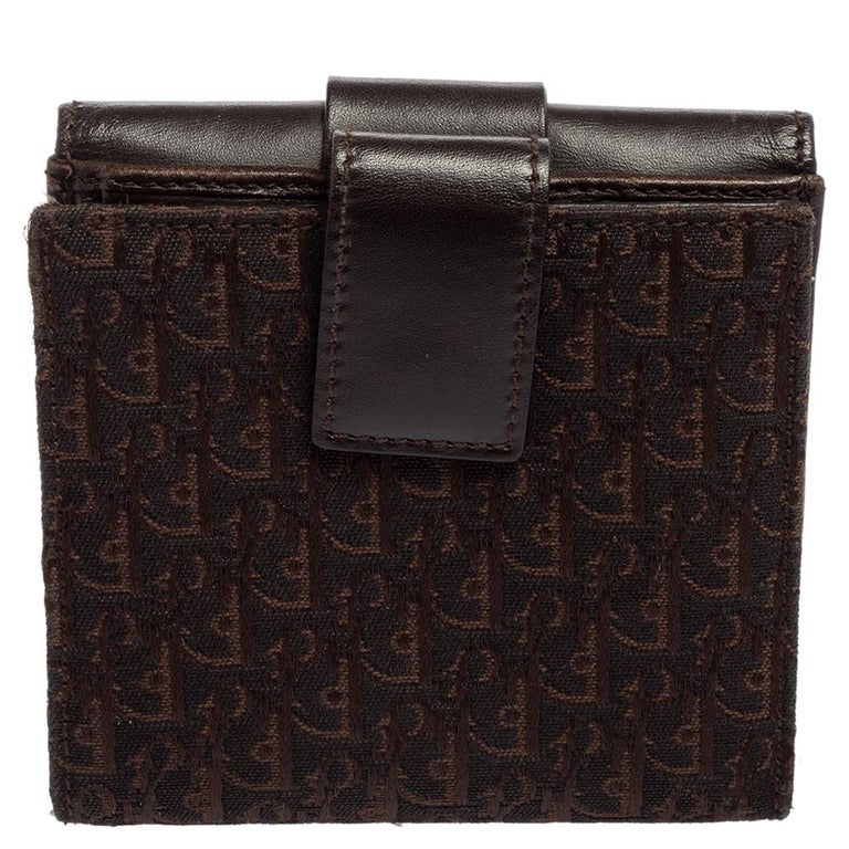 Dior Dark Brown Oblique Canvas and Leather Street Chic Compact Wallet ...