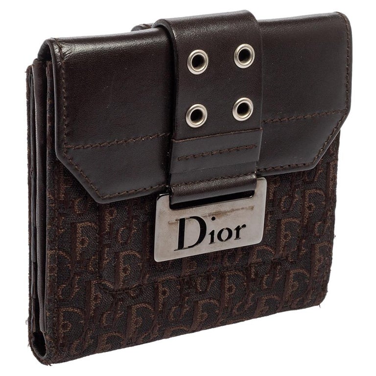Dior Dark Brown Oblique Canvas and Leather Street Chic Compact Wallet ...