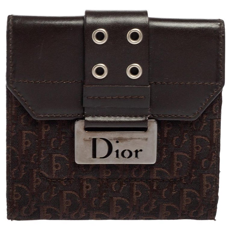 Dior Dark Brown Oblique Canvas and Leather Street Chic Compact Wallet ...