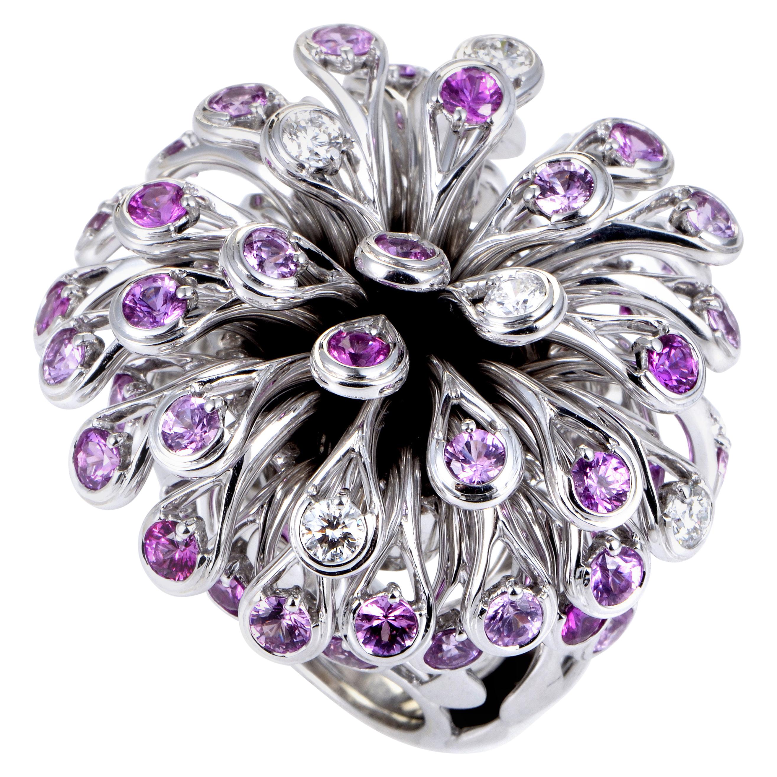 Dior Feu D'Artifice Pink Sapphire Diamond Gold Ring at 1stDibs