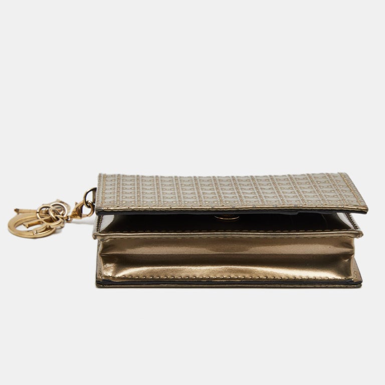 Dior Gold Micro Cannage Patent Leather Mini Lady Dior Card Case For ...