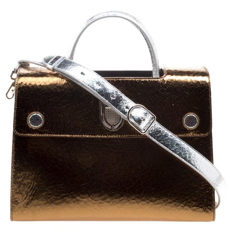 Dior Gold/Silver Ceramic Effect Leather Medium Diorever Bag at 1stDibs