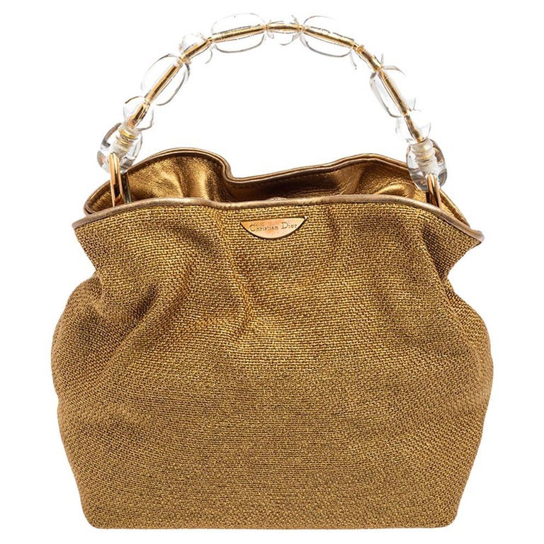 Dior Gold Woven Raffia Hobo at 1stDibs