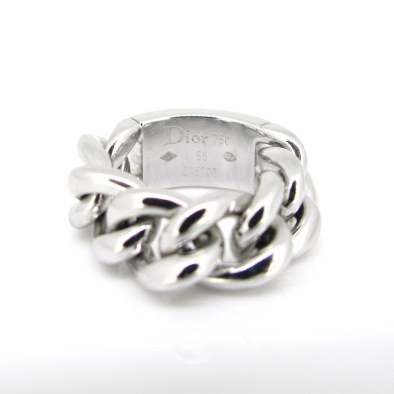 Dior Gourmette Diamonds Pave White Gold Chain Link Ring Large Model at ...