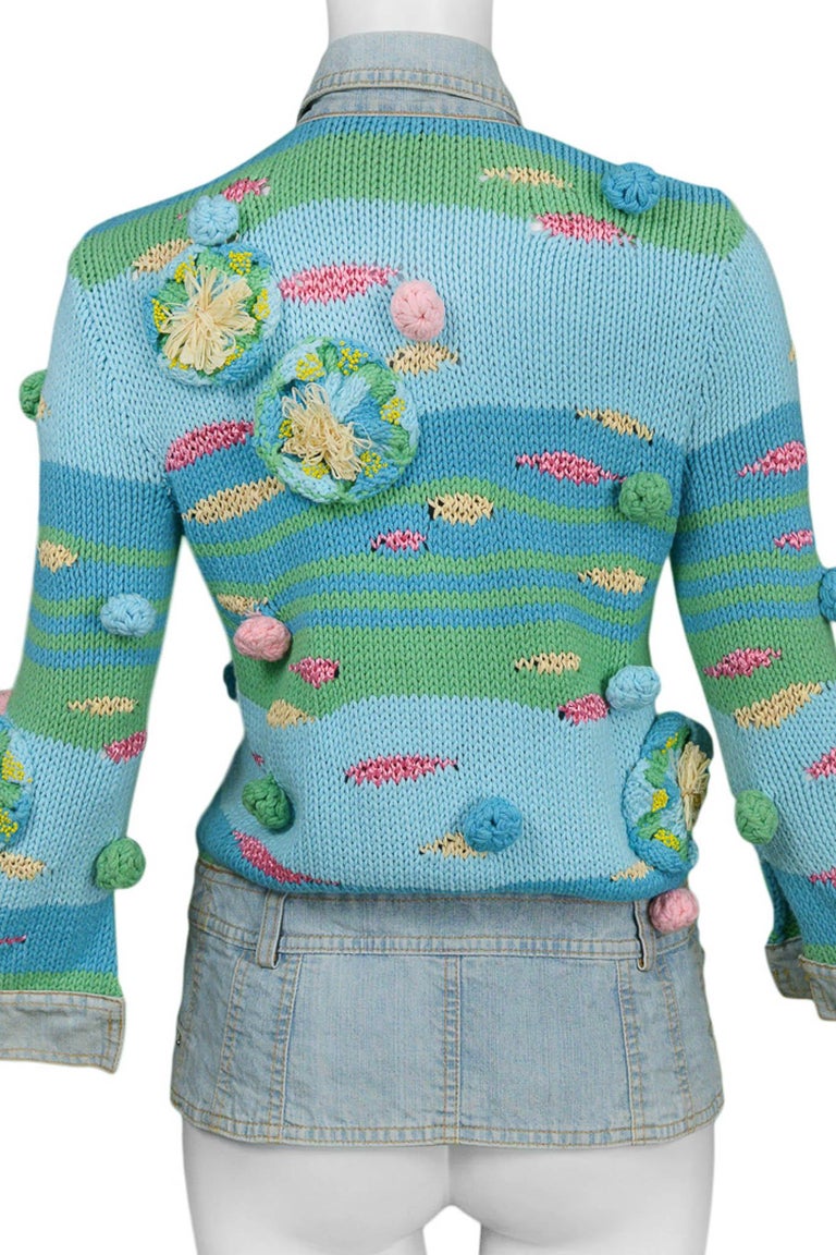 Dior Green and Blue Knit Jacket With Denim 2005 For Sale at 1stDibs