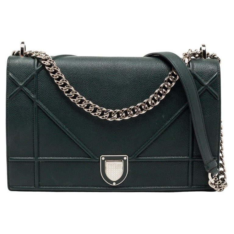 Dior Green Leather Large Diorama Shoulder Bag For Sale at 1stDibs