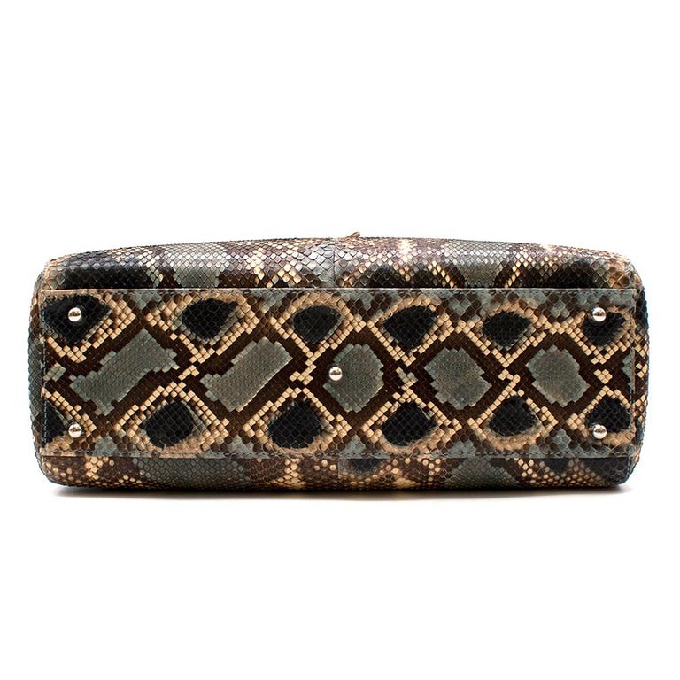 Dior Green Python Large Lady Dior Bag with Two Silk Twilly - Large at ...