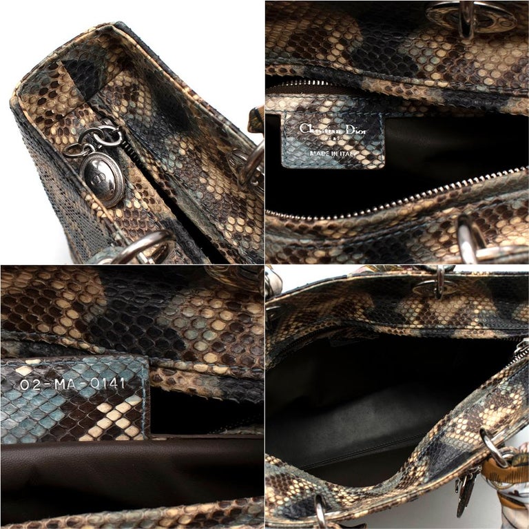Dior Green Python Large Lady Dior Bag with Two Silk Twilly - Large at ...