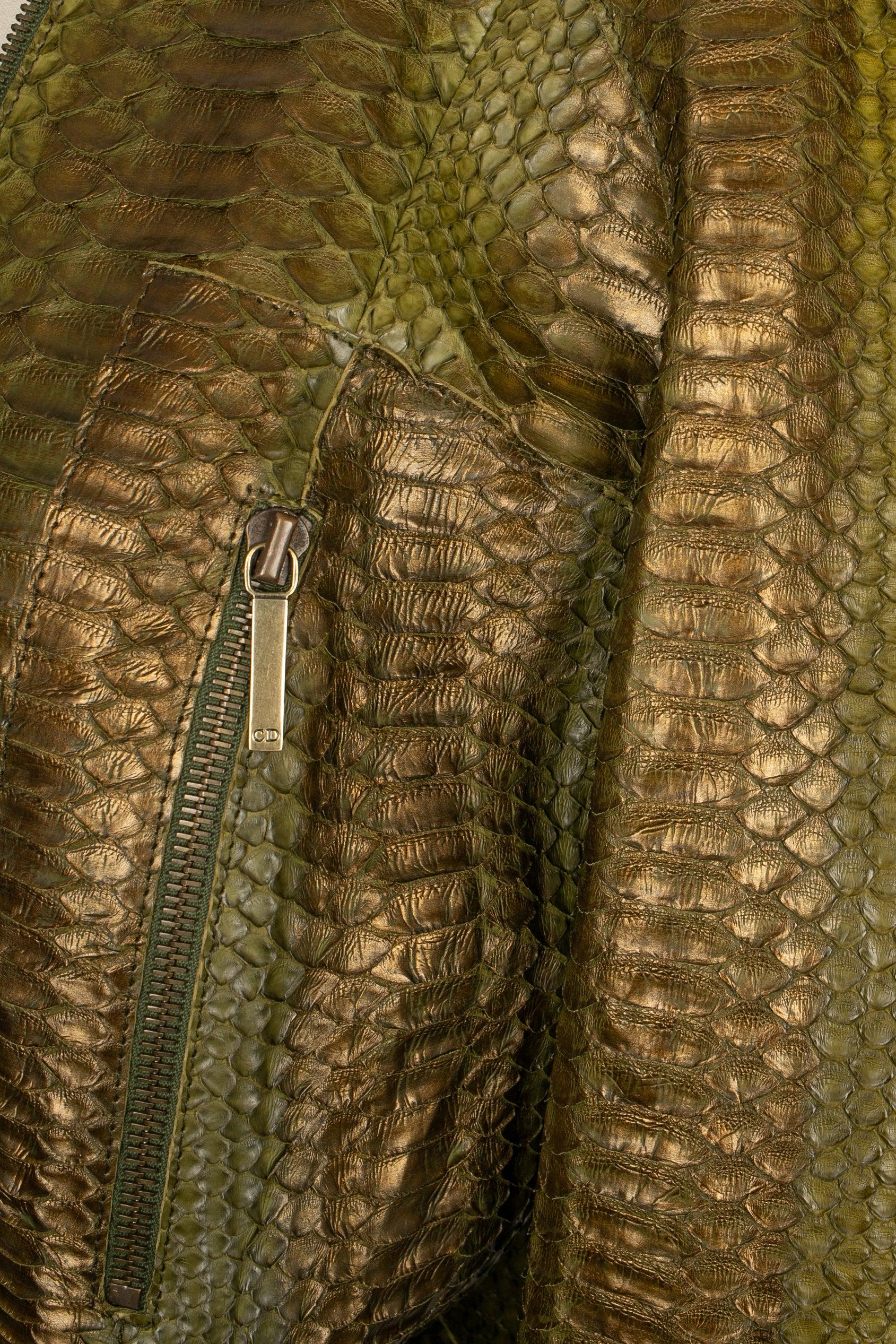 Dior Green Snake Jacket with Bronze Reflection For Sale at 1stDibs