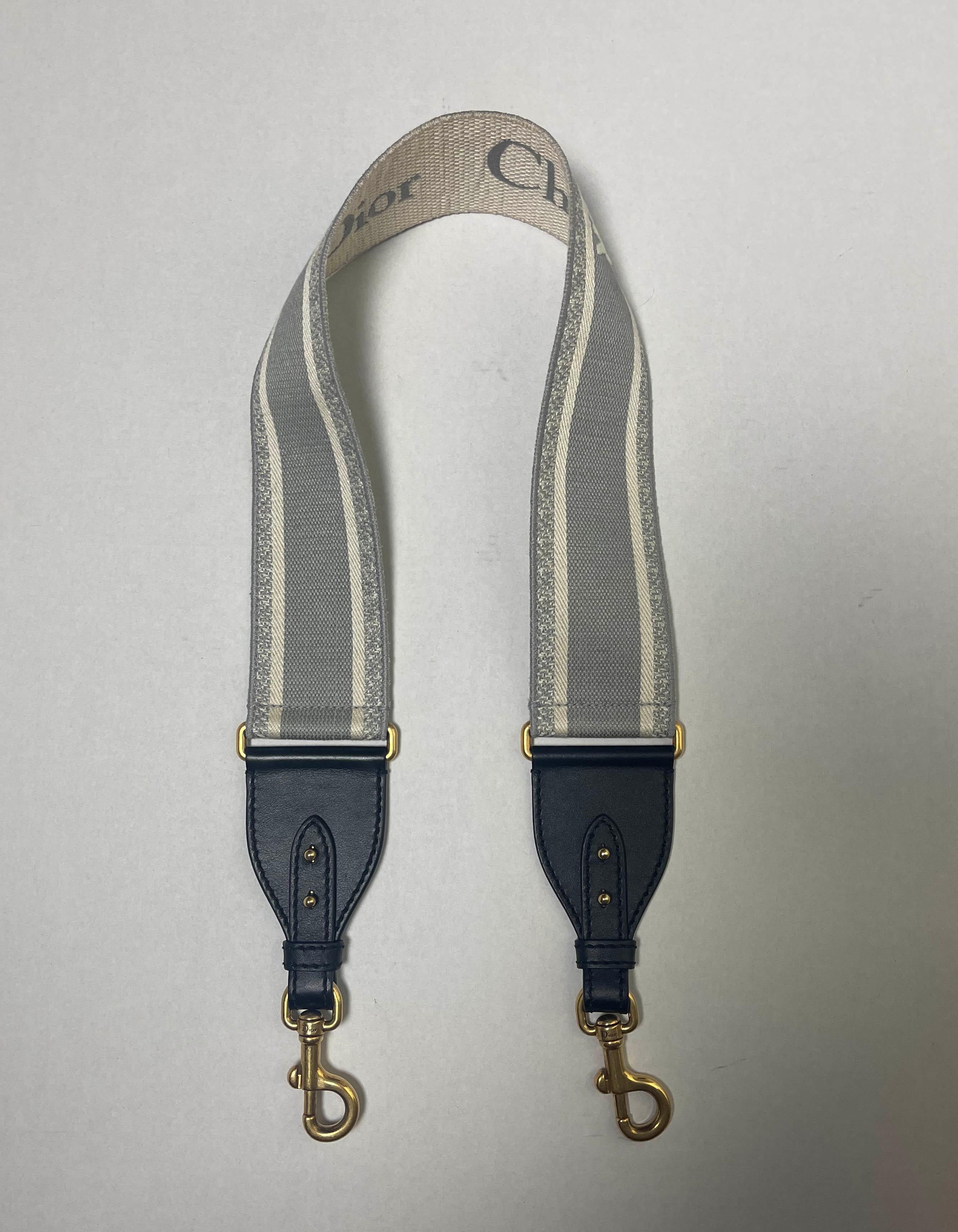 Dior Grey Canvas CHRISTIAN DIOR Embroidered Bag Strap For Sale at ...