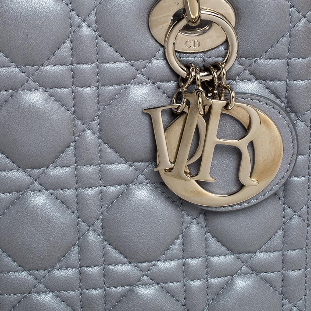 Dior Grey Cannage Leather Medium Lady Dior Tote For Sale at 1stDibs ...