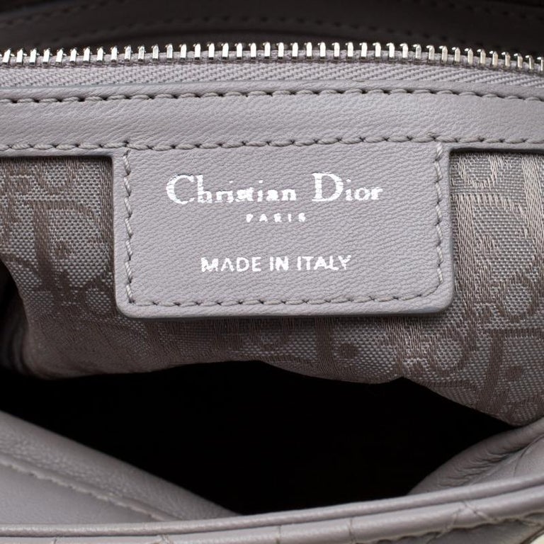 Dior Grey Leather Large Lady Dior Tote at 1stDibs