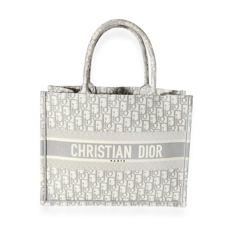 Dior Grey Oblique Embroidery Medium Book Tote For Sale at 1stDibs