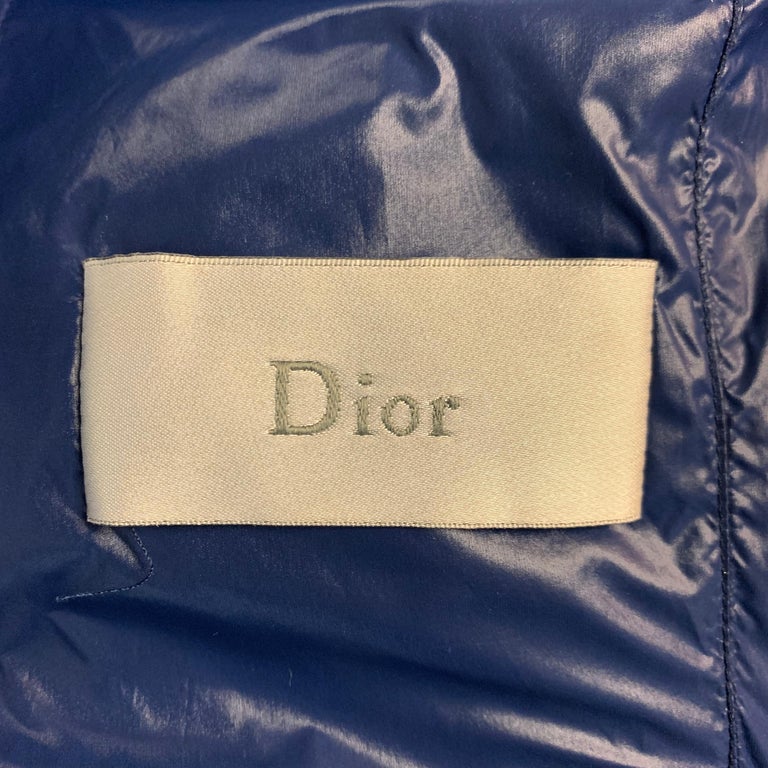 DIOR HOMME 38 Blue Zip Up Back Snaps Down Filled Puffer Jacket / Coat ...