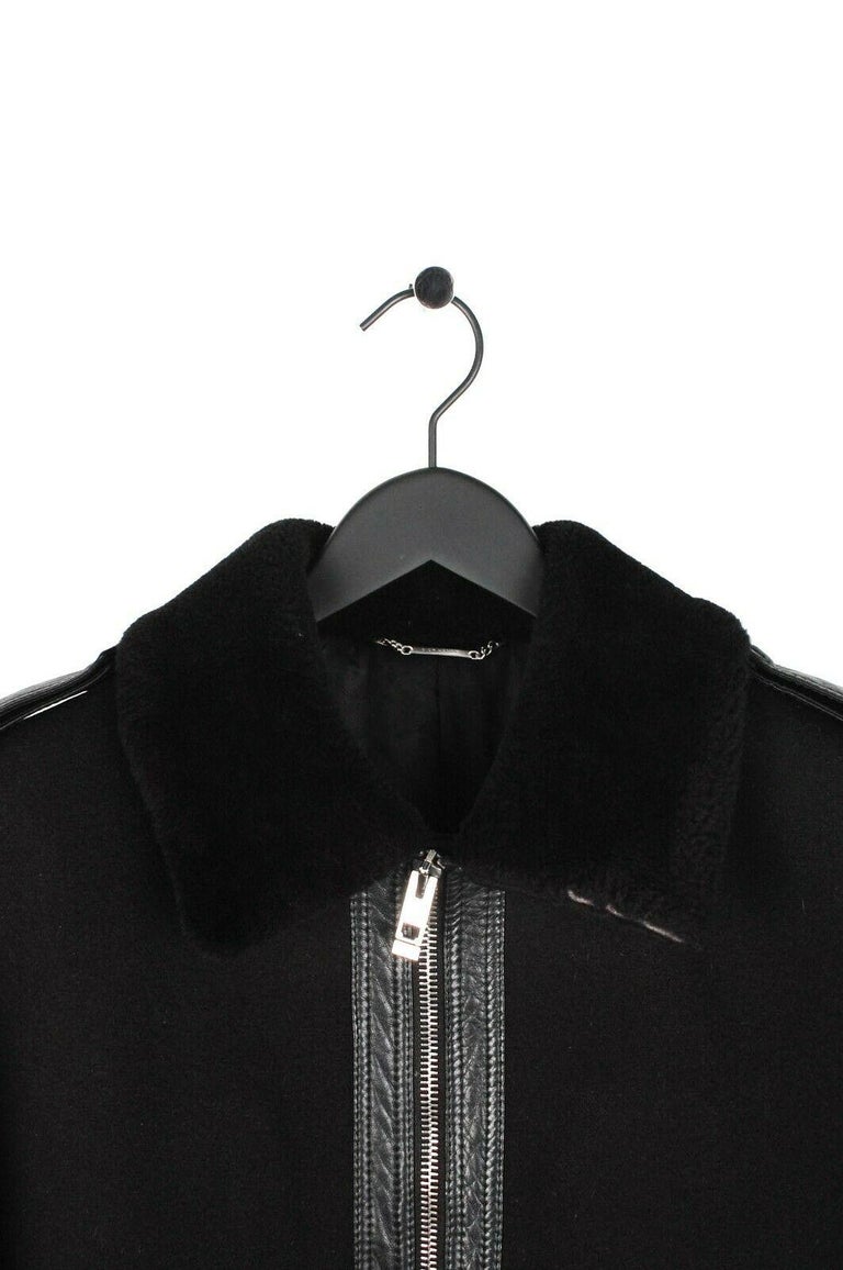 Dior Homme AW04 Wool Zipped Faux Fur Collar Men Bomber Jacket Size 54IT ...