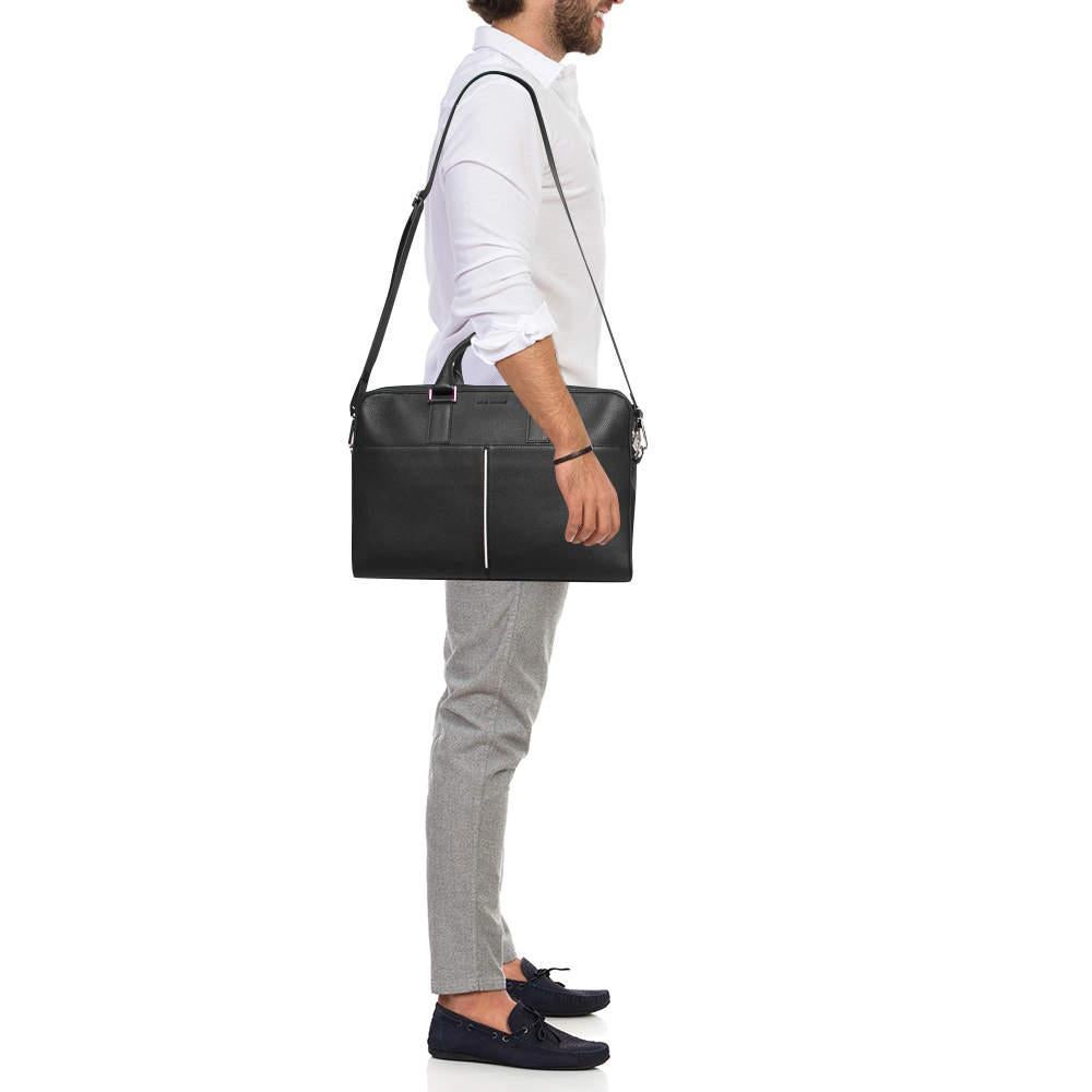 Dior Homme Black Leather Zip Briefcase Bag For Sale at 1stDibs