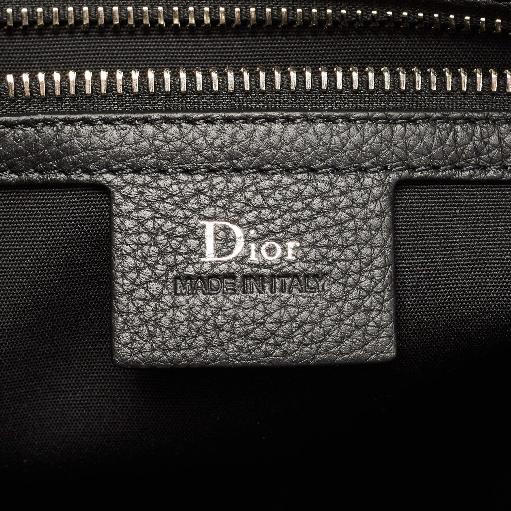 Dior Homme Black Leather Zip Briefcase Bag For Sale at 1stDibs