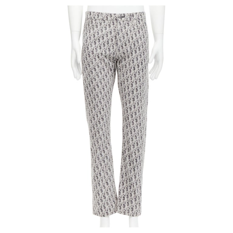 DIOR HOMME CD Oblique logo monogram print denim cotton trousers pants ...