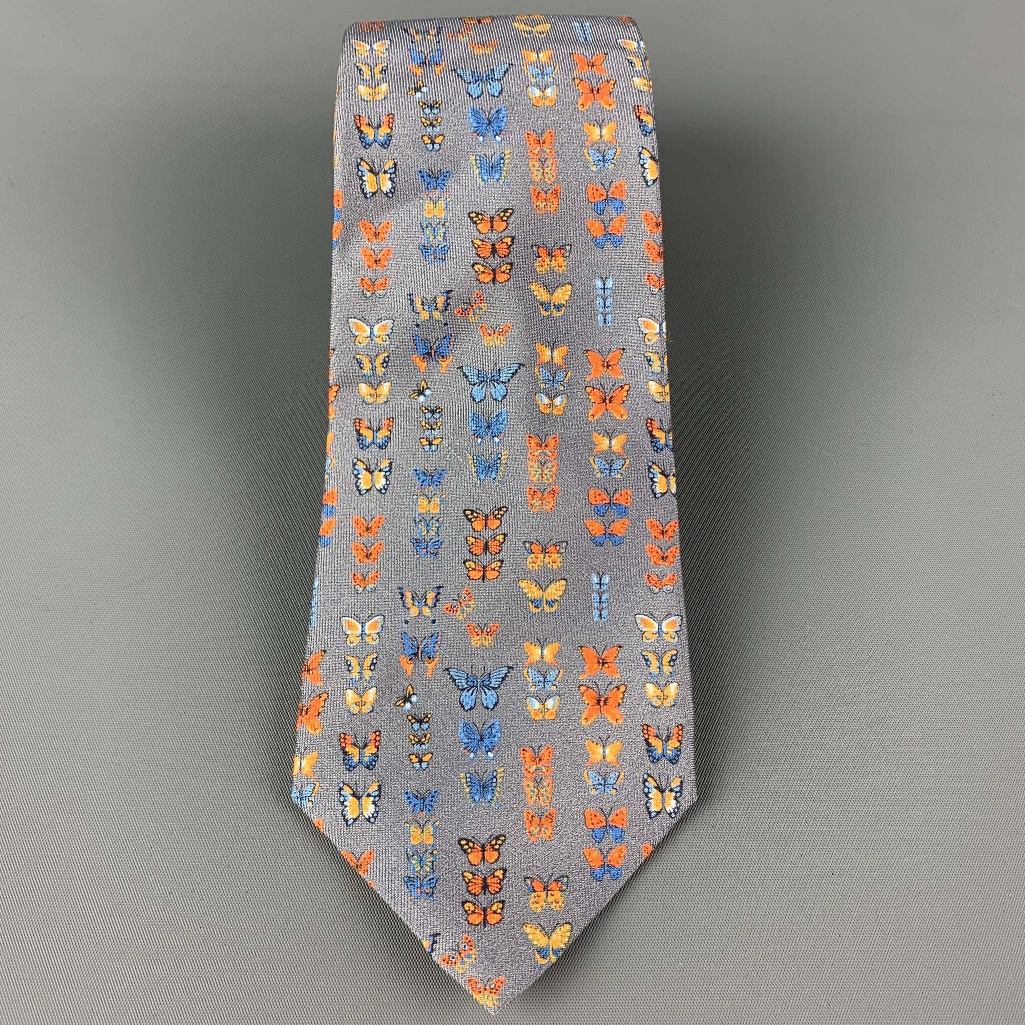 DIOR HOMME Grey Multi-Color Butterfly Silk Tie at 1stDibs