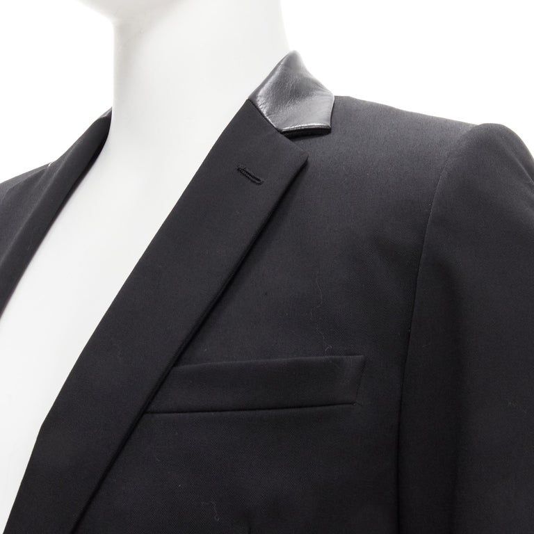 DIOR HOMME Hedi Slimane leather collar classic 2-button blazer jacket FR46 S For Sale at 1stDibs