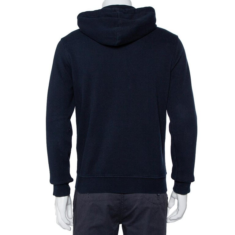 Dior Homme Navy Blue Knit Zip Front Hooded Jacket L at 1stDibs