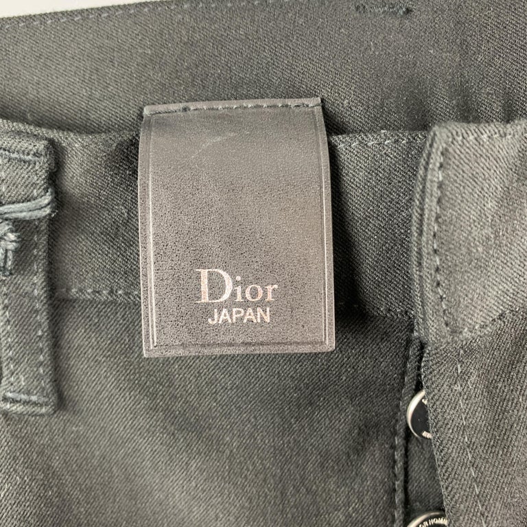 DIOR HOMME Size 30 Black Cotton Stretch Button Fly Jeans at 1stDibs