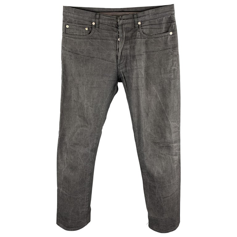 DIOR HOMME Size 32 Black Wash Denim Button Fly Jeans at 1stDibs