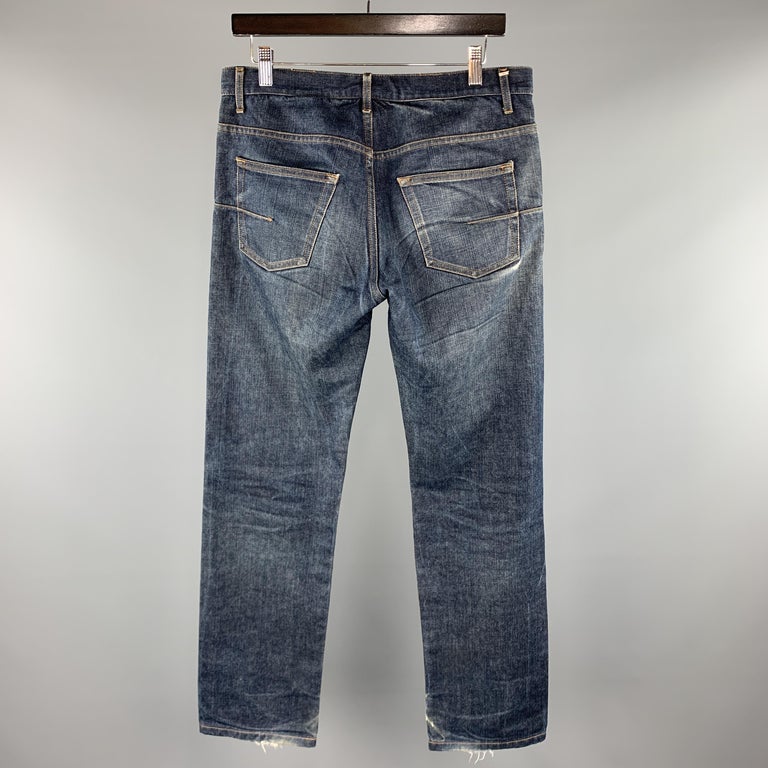 DIOR HOMME Size 32 x 31 Indigo Wash Denim Button Fly Jeans at 1stDibs ...