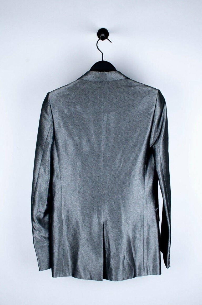 Dior Homme SS04 Strip Shiny Silver Men Blazer Jacket Sz EU46R (Slim ...