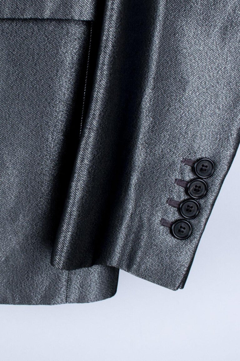 Dior Homme SS04 Strip Shiny Silver Men Blazer Jacket Sz EU46R (Slim ...
