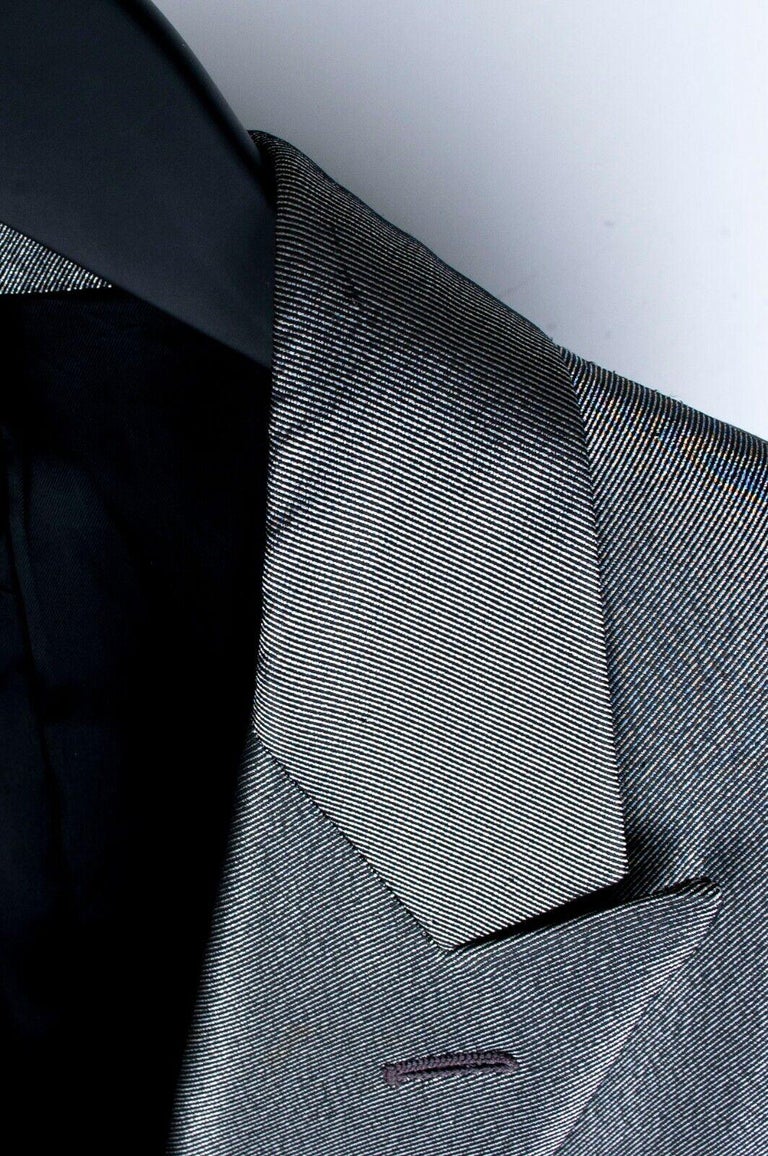 Dior Homme SS04 Strip Shiny Silver Men Blazer Jacket Sz EU46R (Slim ...