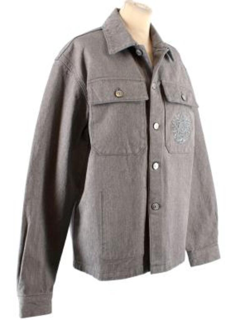 Dior Homme Star Embroidered Grey Denim Jacket For Sale at 1stDibs