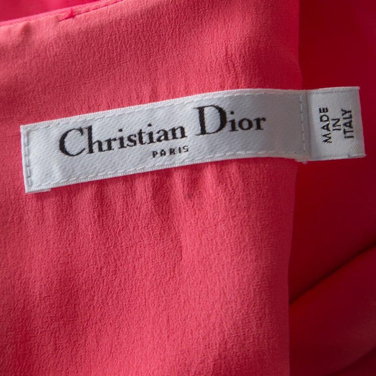 Dior Hot Pink Cotton Long Flared Sleeve Dress M at 1stDibs