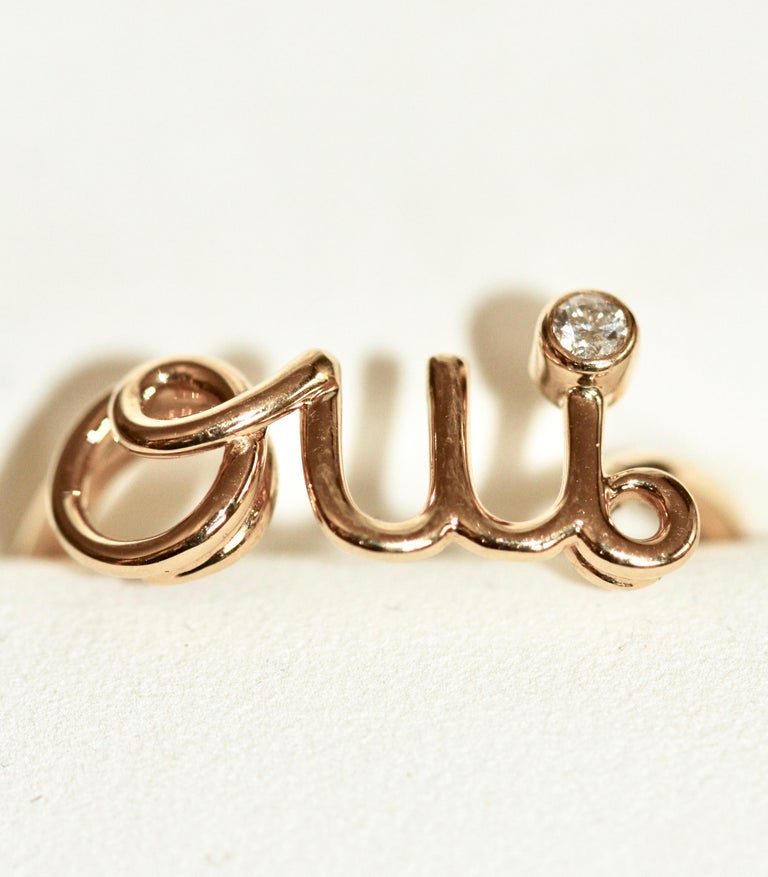 Dior Joaillerie 18 Karat Yellow Gold and Diamond Oui Ring For Sale at ...