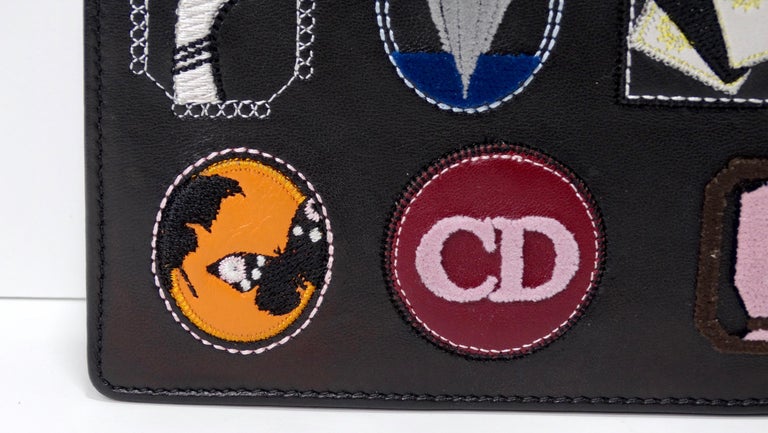 Dior Lady Handbag Patch Embellished Black Leather Shoulder Bag For Sale ...