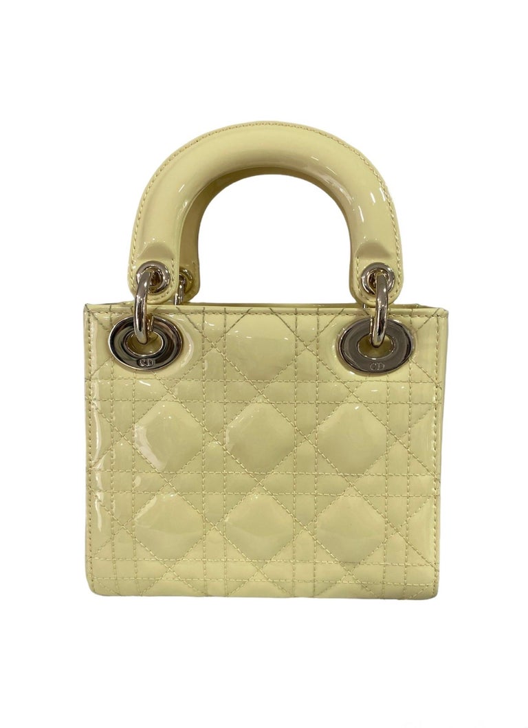 Dior Lady Small Patent Leather Yellow at 1stDibs
