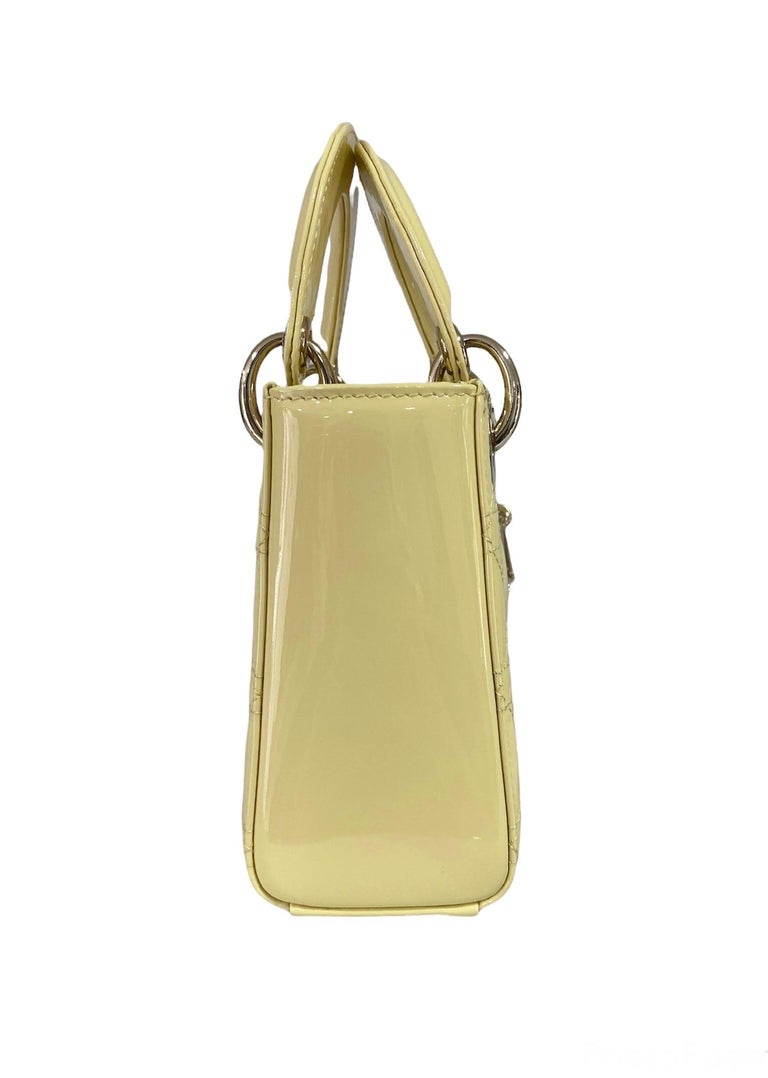 Dior Lady Small Patent Leather Yellow at 1stDibs