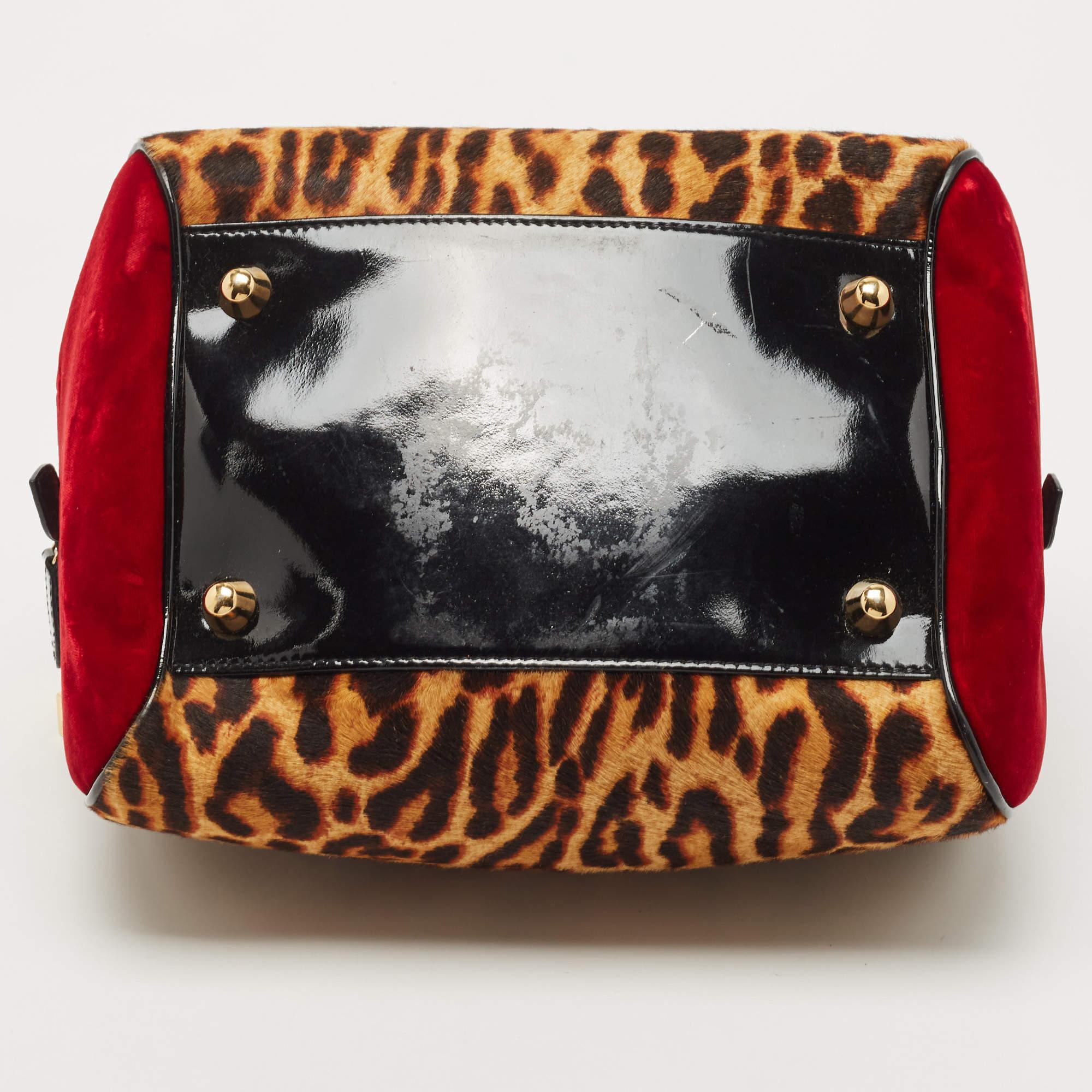 Dior Leopard Print Calfhair, Velvet and Patent Leather Gambler Dice Bag ...
