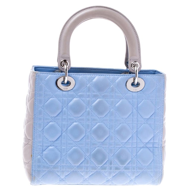 Dior Light Blue/Grey Leather Medium Lady Dior Tote at 1stDibs | dior ...