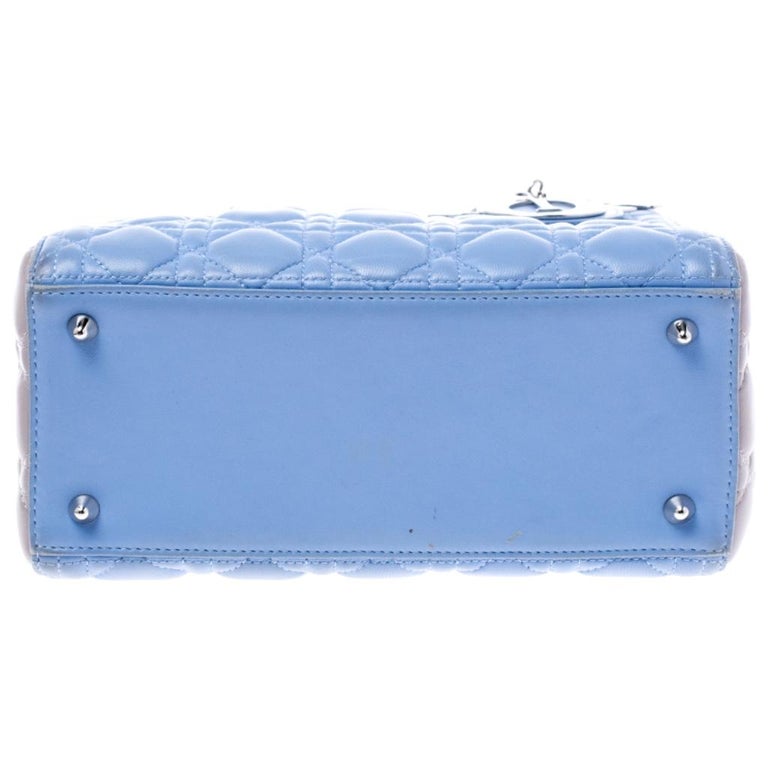 Dior Light Blue/Grey Leather Medium Lady Dior Tote at 1stDibs | dior ...